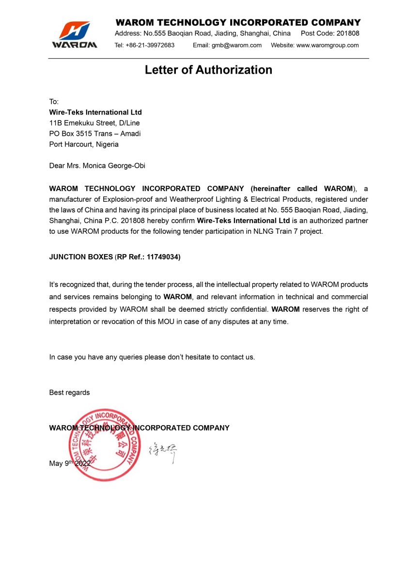 OEM Partners/Certificates (ii) – Wireteks Int’l Co. (W.A.) Ltd